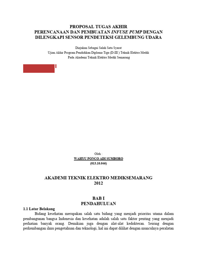 Rancang Bangun Infuse Pump Semarang | PDF