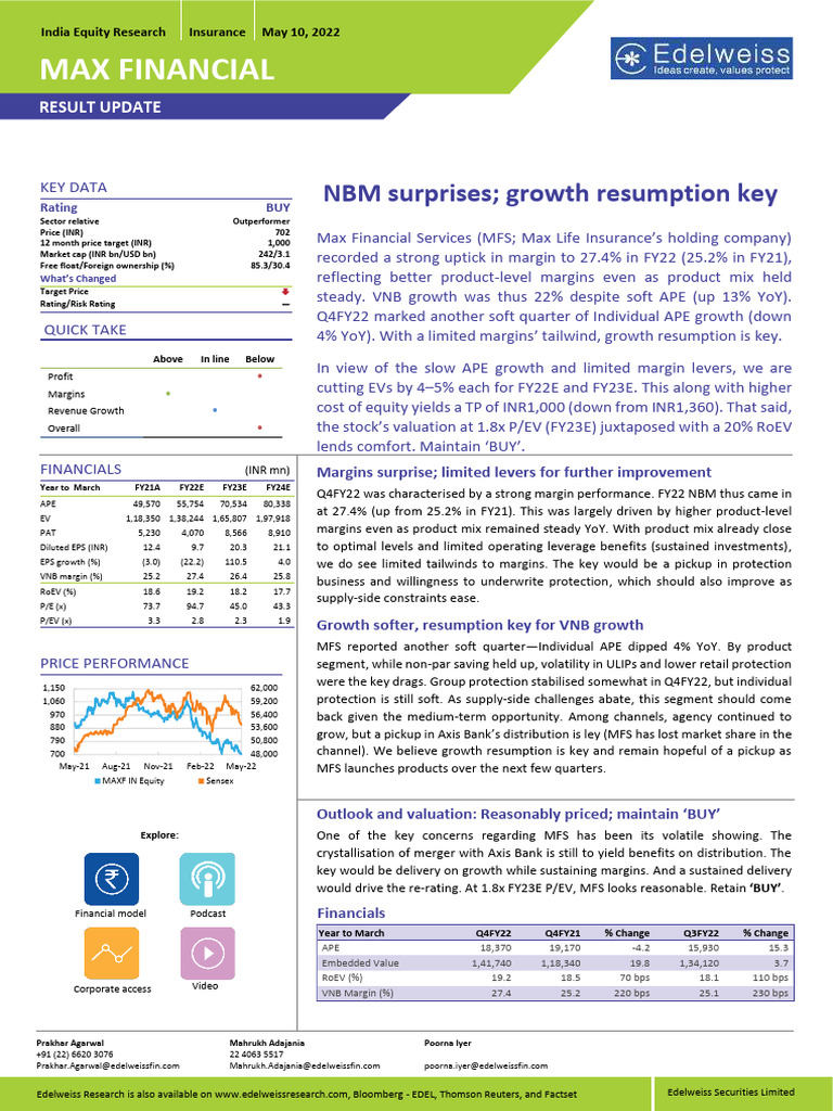 Edel - MFS Q4FY22 | PDF | Expense | Insurance
