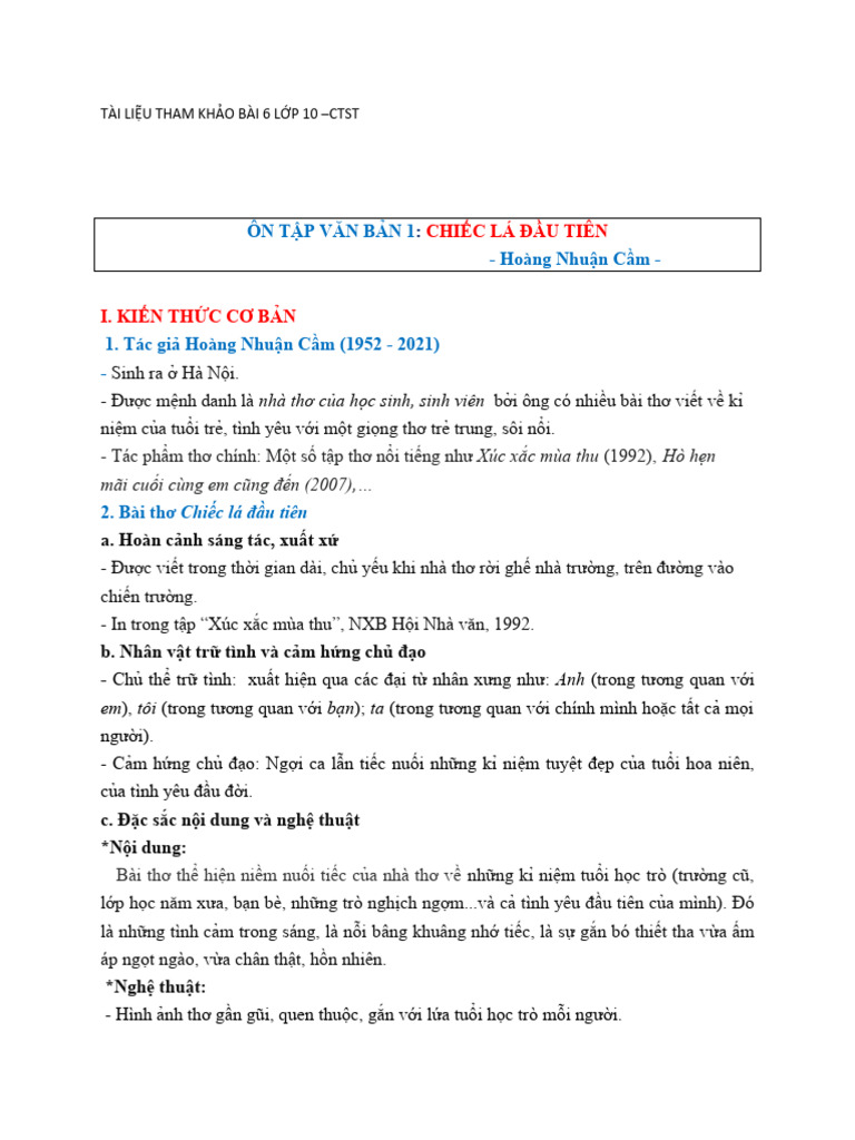 Tài Liệu Tham Khảo Bài 6 Lớp 10 CTST | PDF