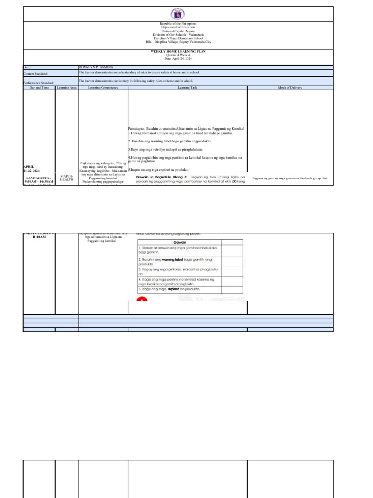 Q4 WHLP W4 Mapeh | PDF