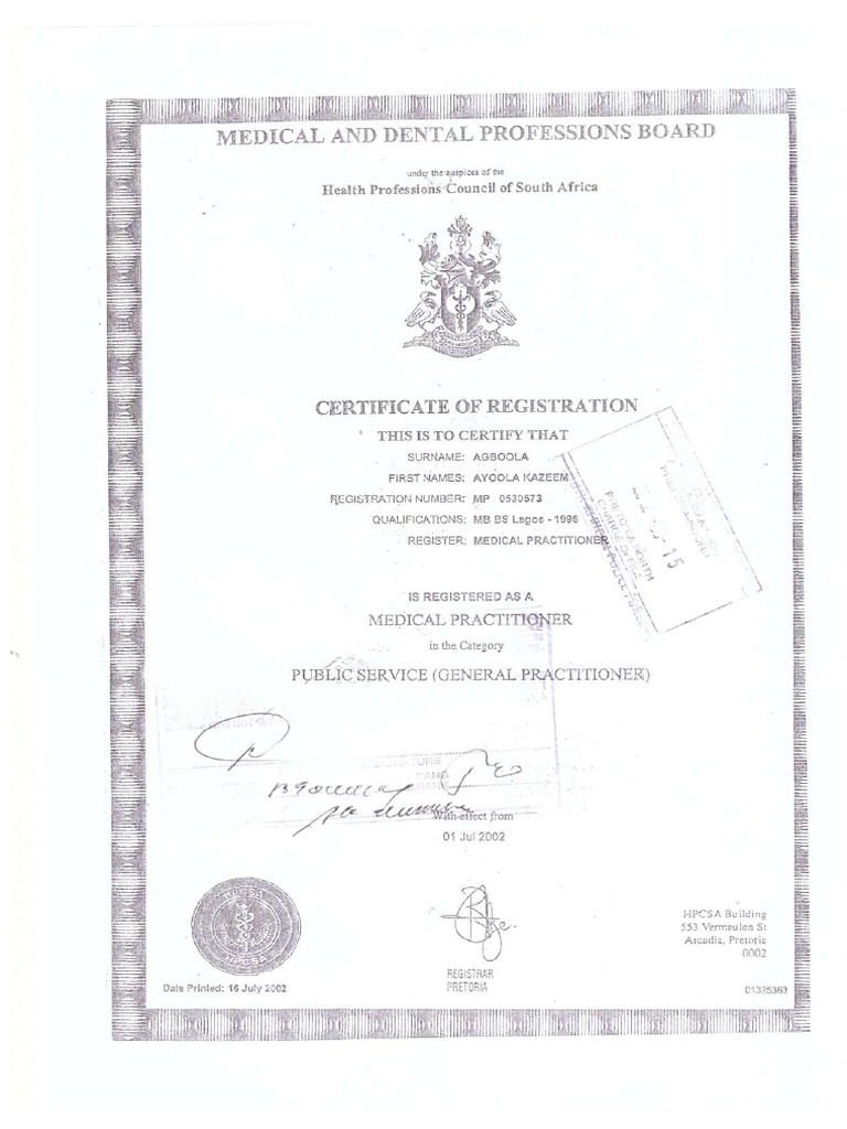 Ak Hpcsa Independent Practice Cert Aug 2022 001 | PDF