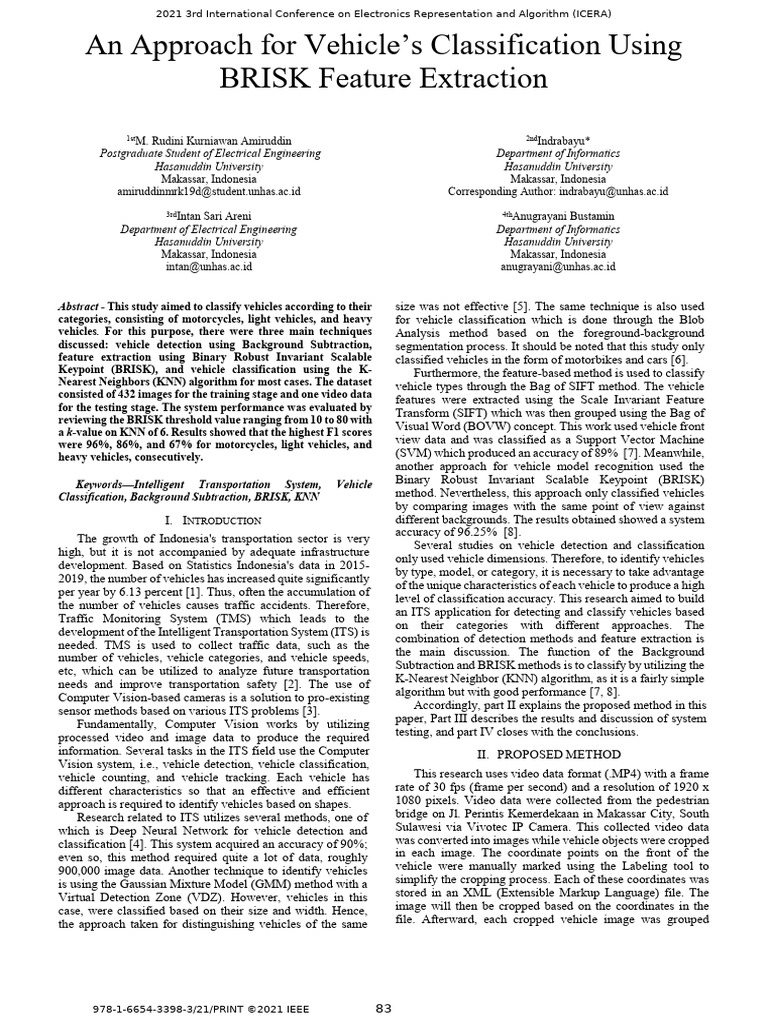 Vehicle Classification Using BRISK Features | PDF | Image Segmentation ...