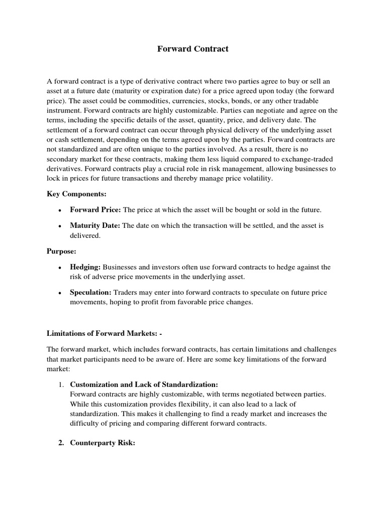 Forward Contract 1 | PDF | Derivative (Finance) | Hedge (Finance)