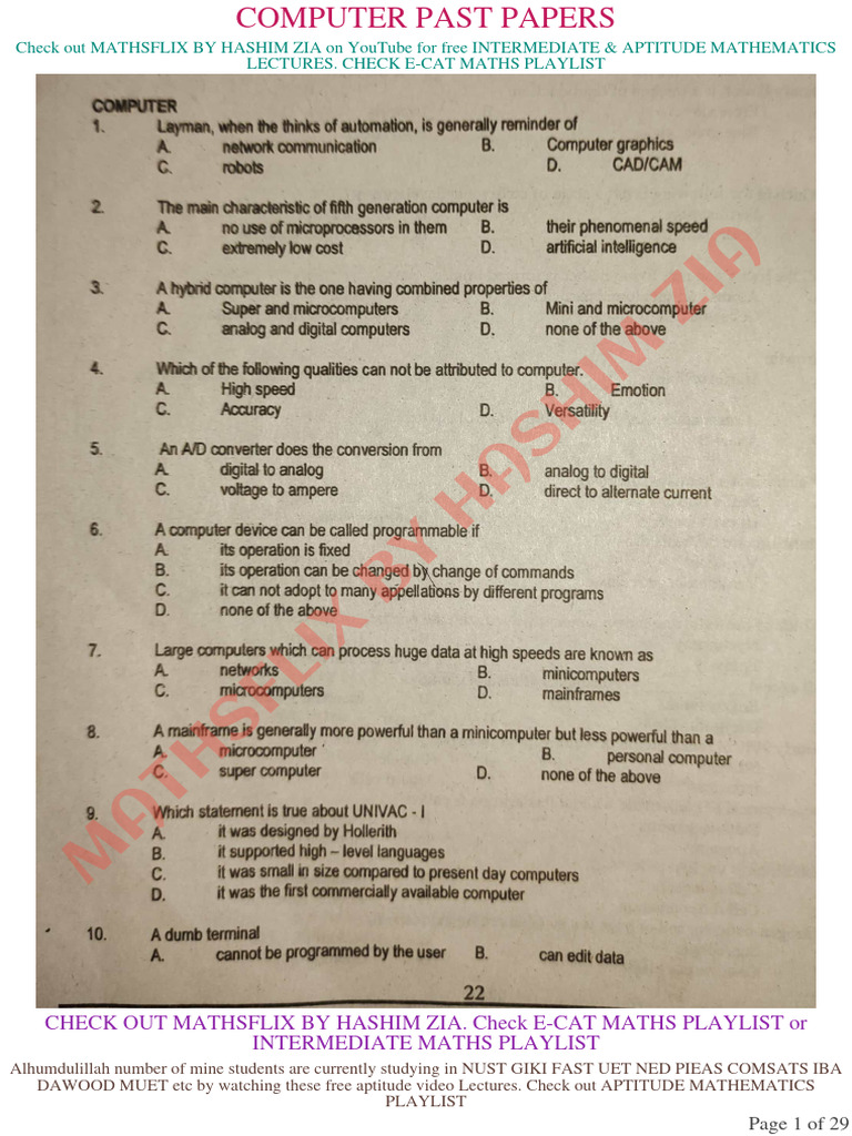 Comp Past Papers | PDF | Mathematics