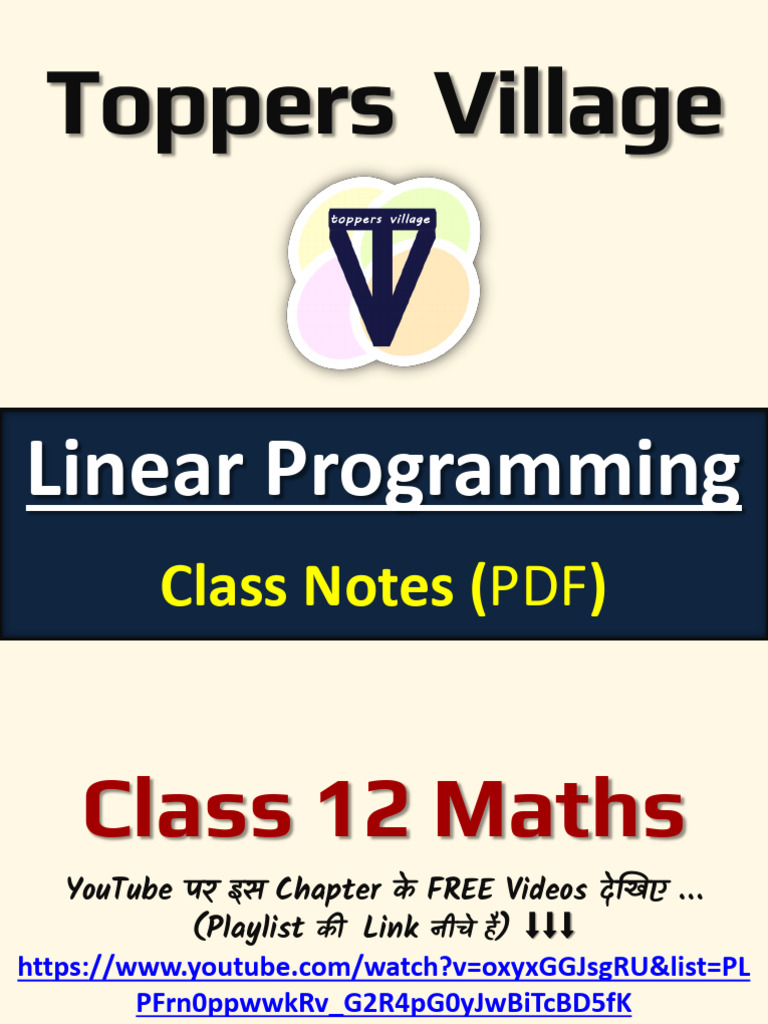 Class 12 Linear Programming Notes | PDF