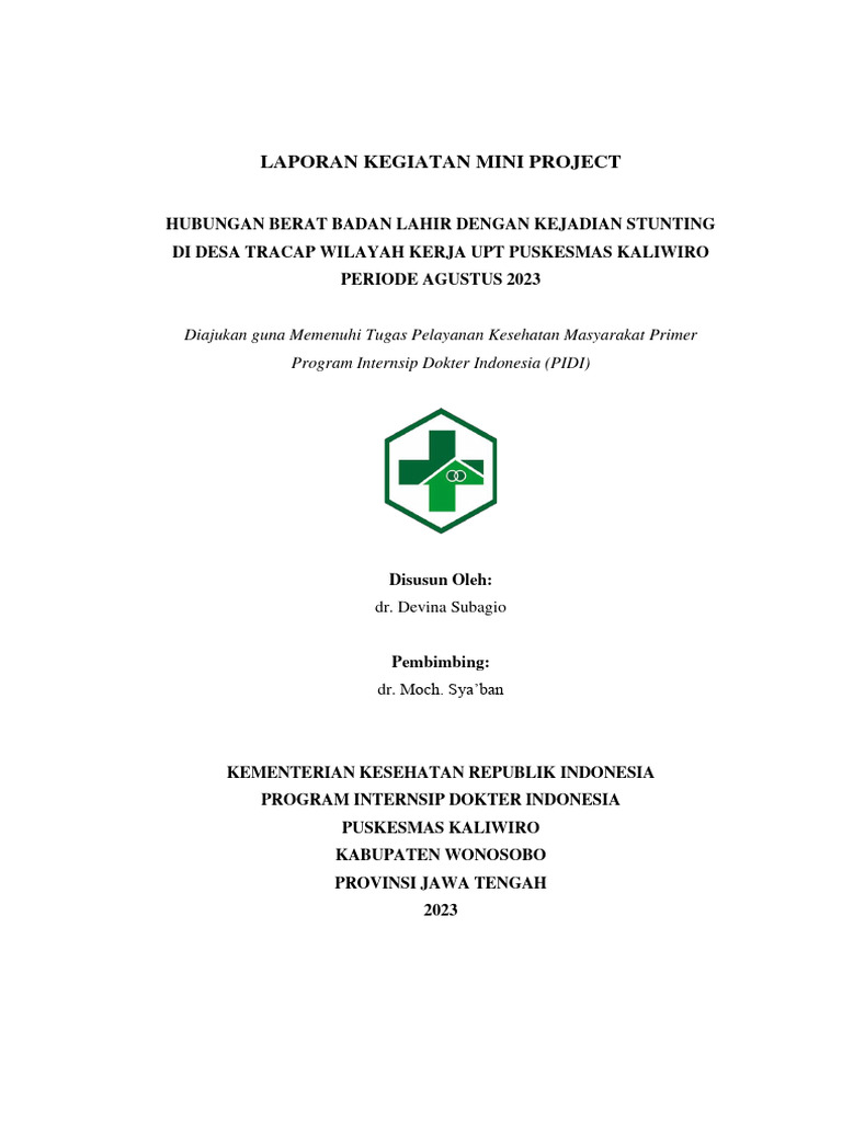 Laporan Kegiatan Mini Project Stunting Devina Subagio | PDF