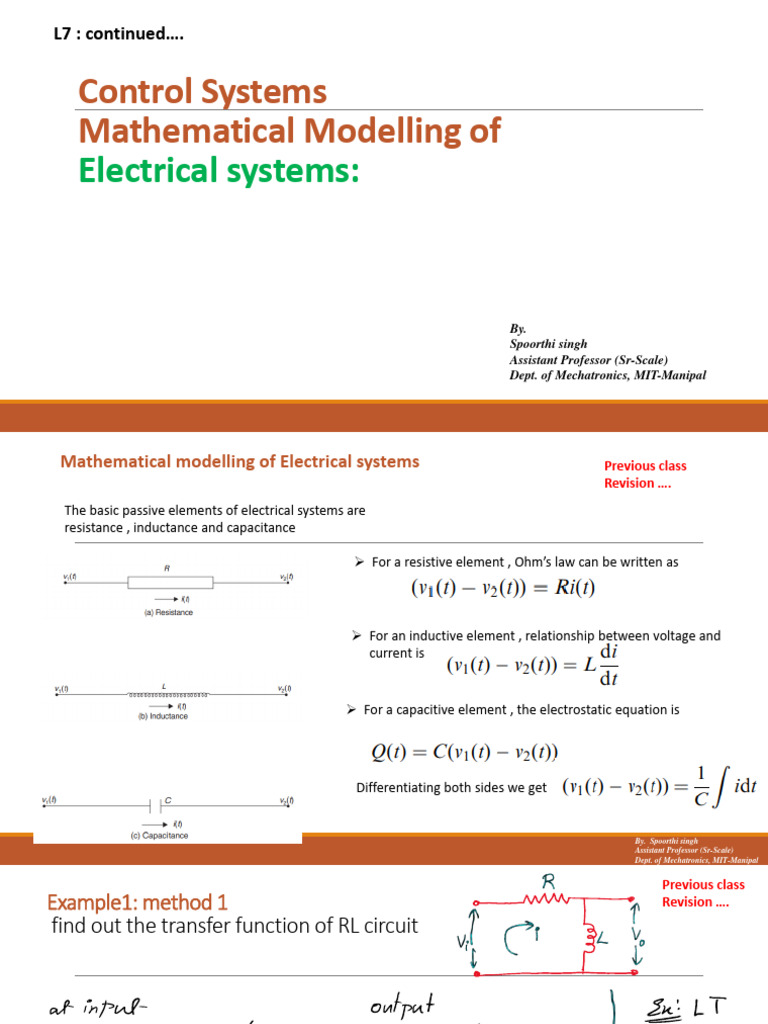 Electrical System Transfer Functions Guide | PDF | Electrical Network ...