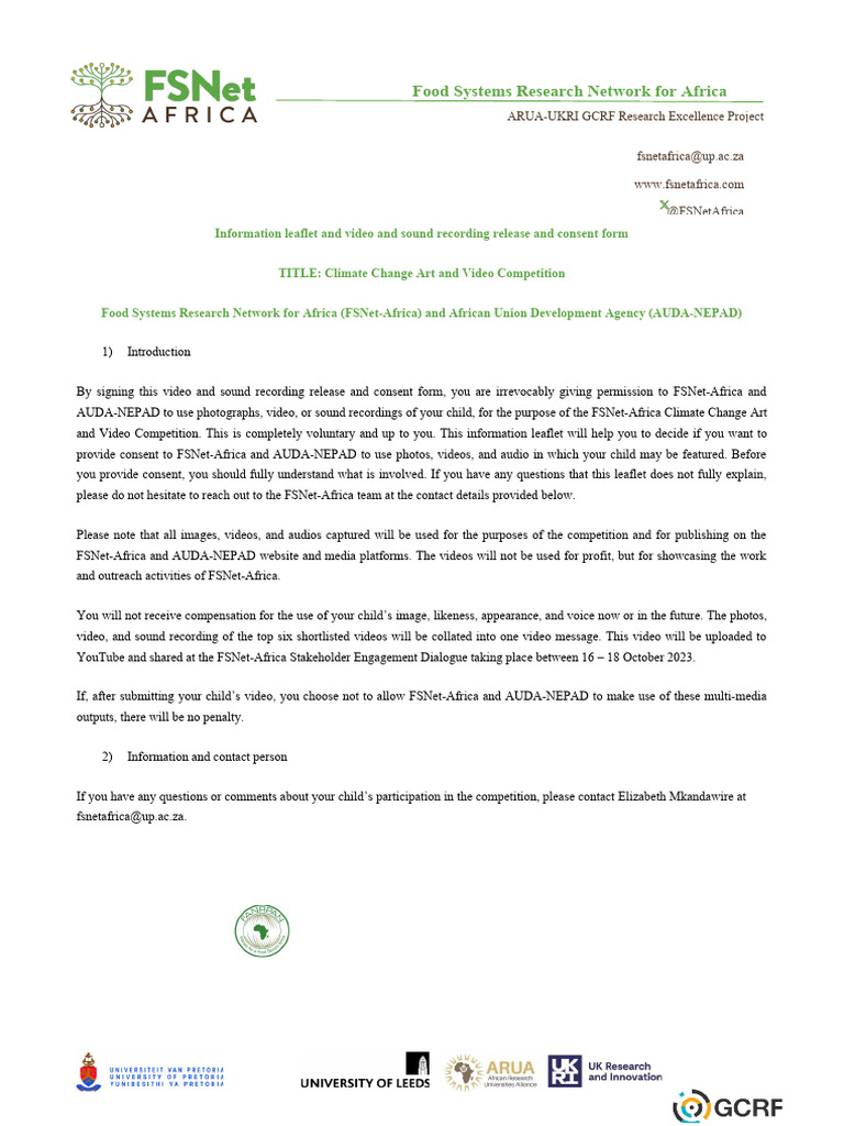 Consent for Kids' Video Competition | PDF