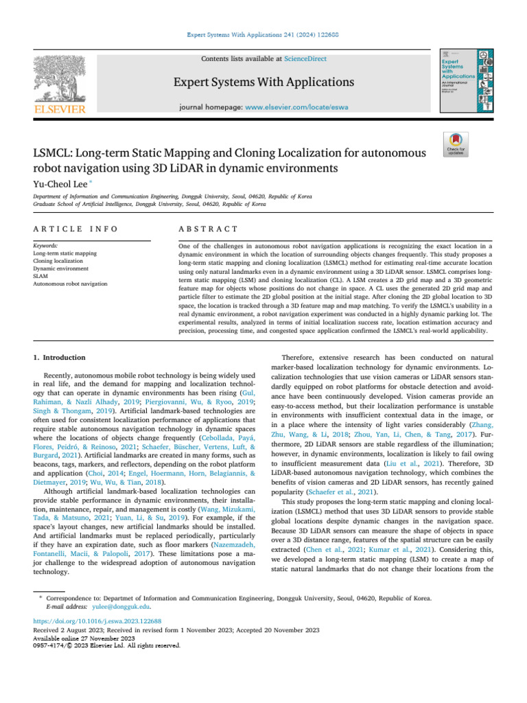 LSMCL Long Term Static Mapping and Cloning Localization - 2024 - Expert ... LSMCL Long Term Static Mapping and Cloning Localization - 2024 - Expert ...