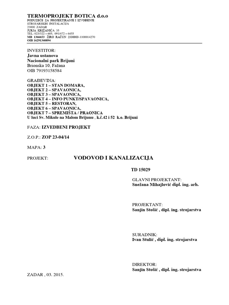 3 Iz Knjiga 3 Objekt1234567 Projekt Vodovoda Kanalizacije | PDF