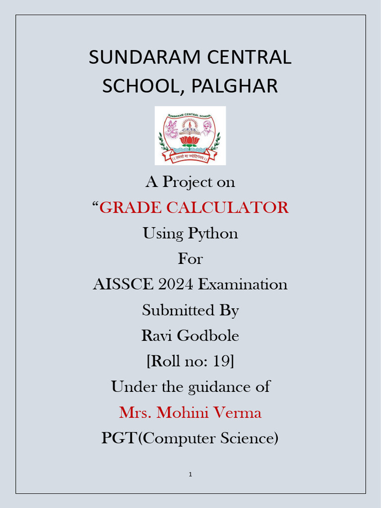 Sundaram Central School, Palghar | PDF | Control Flow | Computer Program