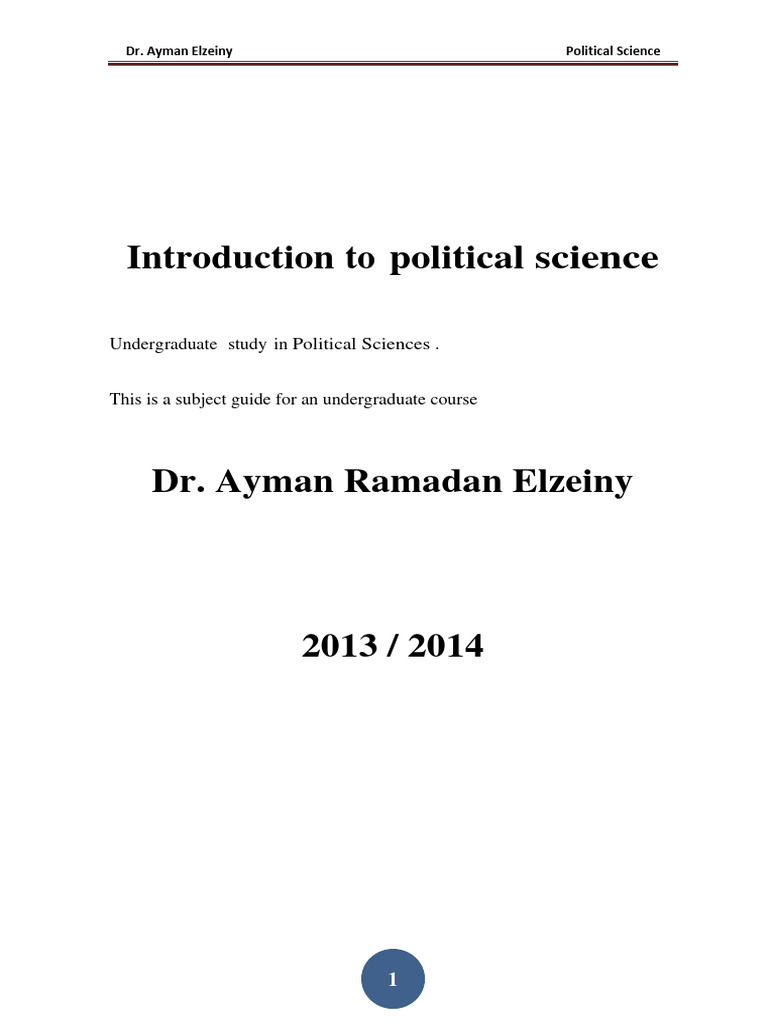 Introduction To Political Science | PDF | Democracy | Political Ideologies