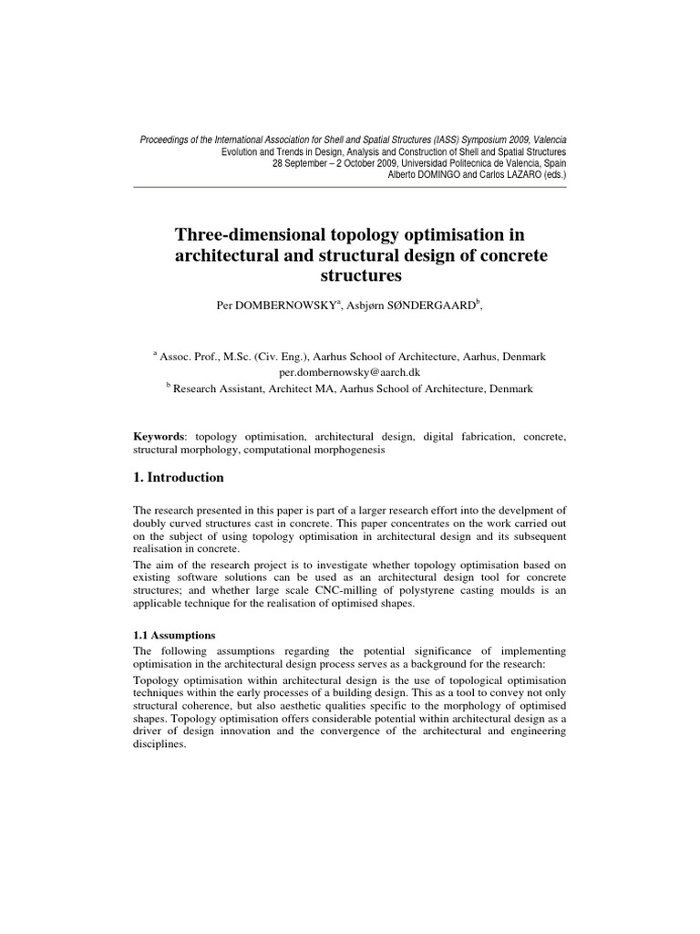 2009 Dombernovsky Three-Dimensional Topology Optimisation in | PDF | Mathematical Optimization ...
