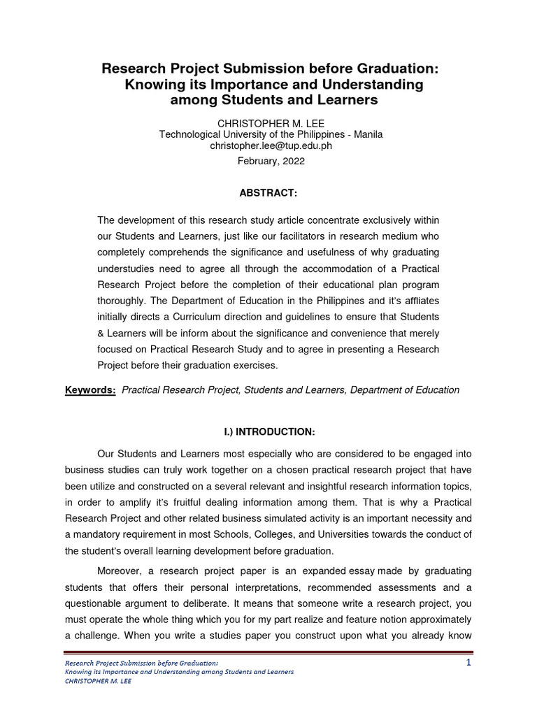 Importance of Research Projects for Graduates | PDF | Methodology ...