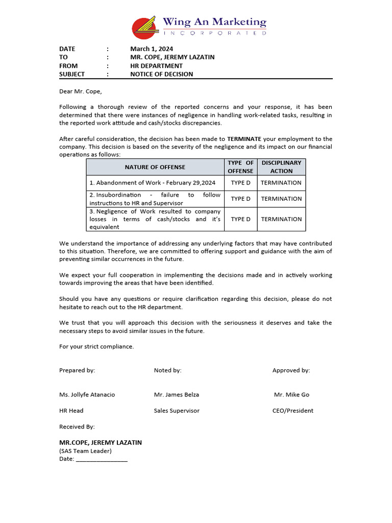Notice of Decision | PDF | Negligence | Business
