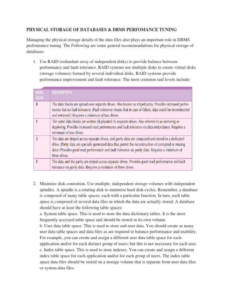 Database Storage & Performance Tuning Tips | PDF | Databases | Database Index