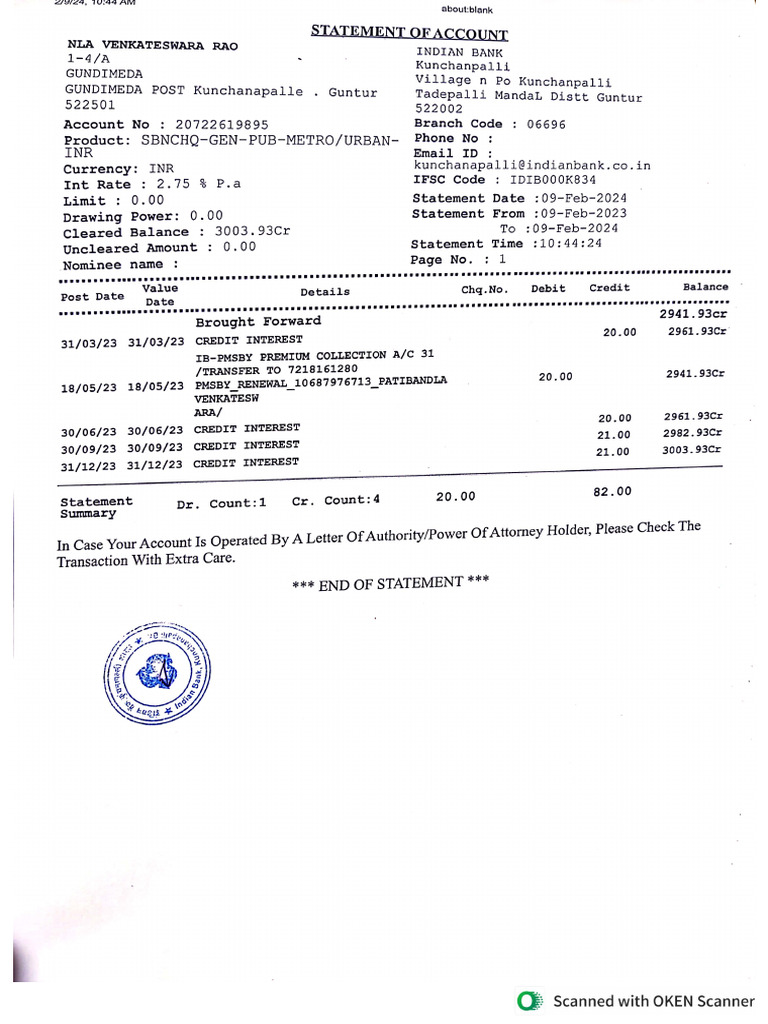 PVR Bank Statement | PDF