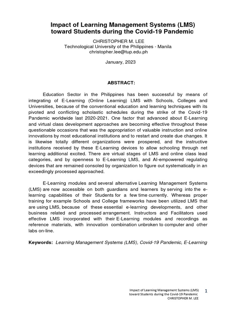 LMS Impact on Students During COVID-19 | PDF | Educational Technology ...