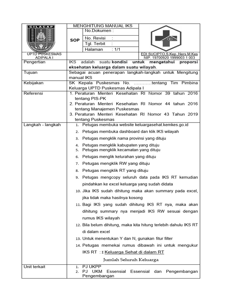 Sop Hitung Iks Data Pis-Pk | PDF
