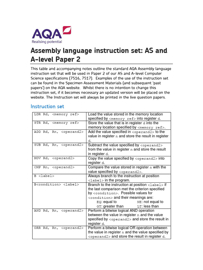 Aqa 75162 75172 Ali | PDF | Assembly Language | Computer Hardware
