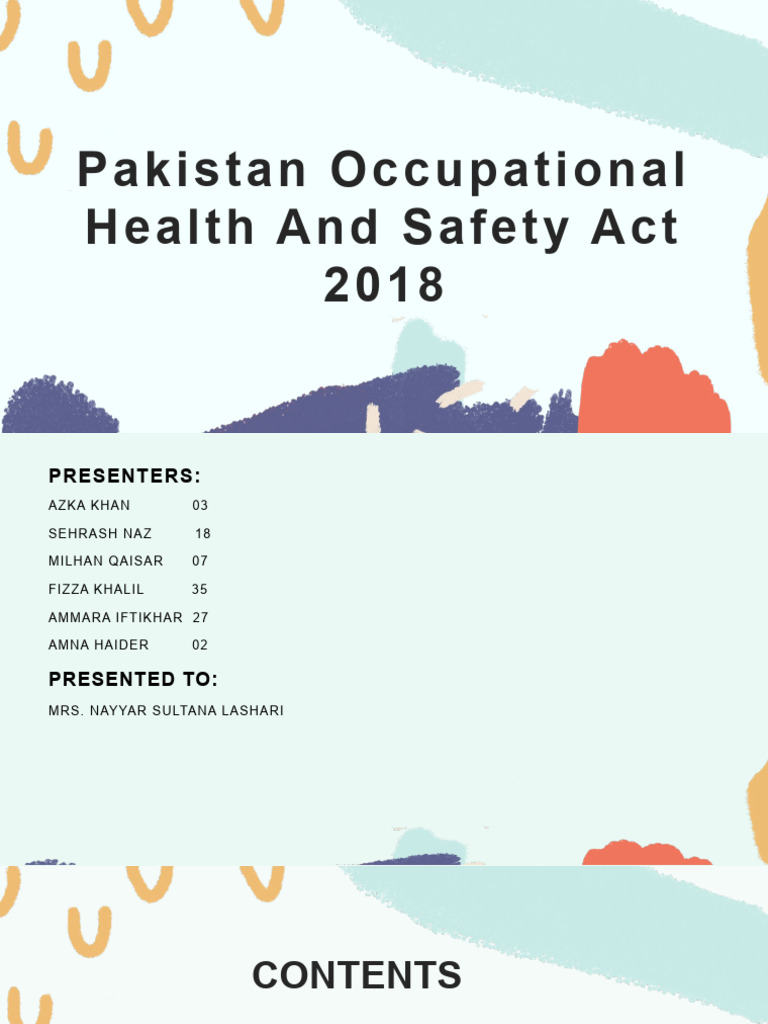 Pakistan Occupational Health and Safety Act 2018 | PDF | Occupational Safety And Health ...