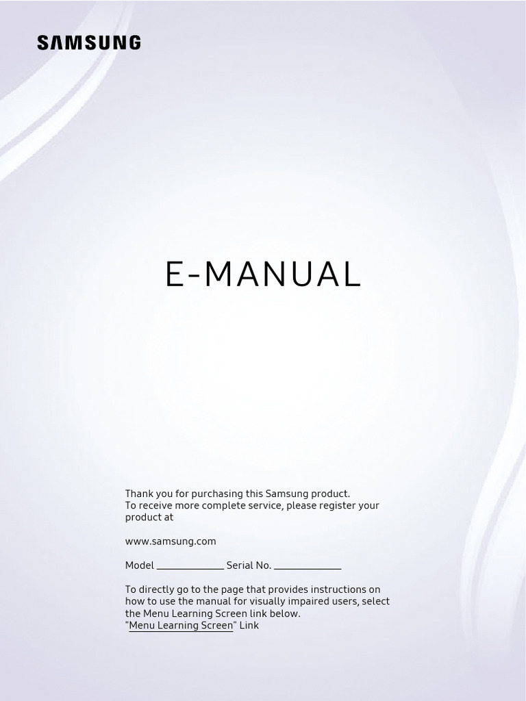Samsung TV E-Manual Guide | PDF | Hdmi | Wi Fi