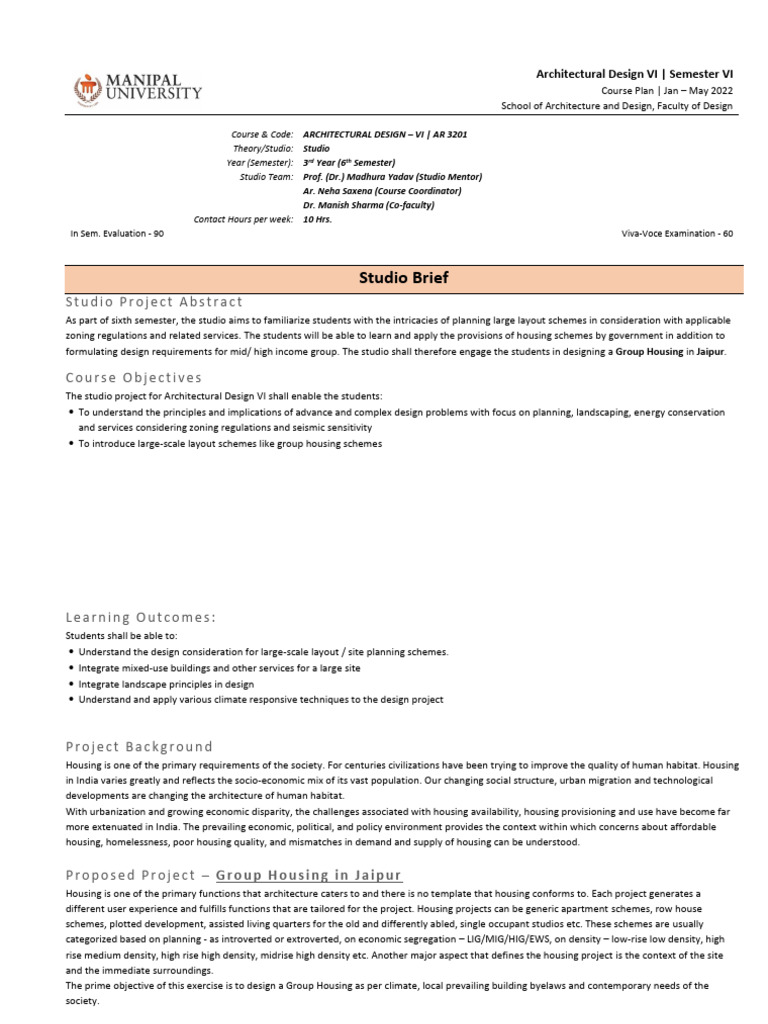Ar3201-Course Plan For Ad-Vi | PDF | Infographics | Space
