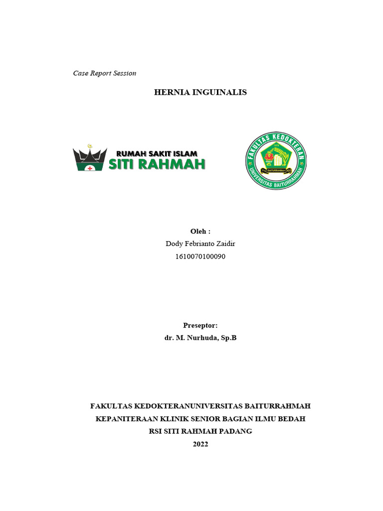 Case Dody Hernia Inguinalis (DR - Nurhuda) | PDF