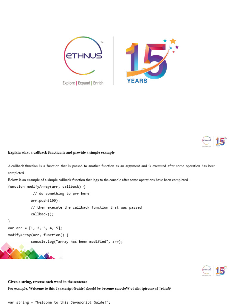 JavaScript Related Questions | PDF | Callback (Computer Programming ... JavaScript Related Questions | PDF | Callback (Computer Programming ...