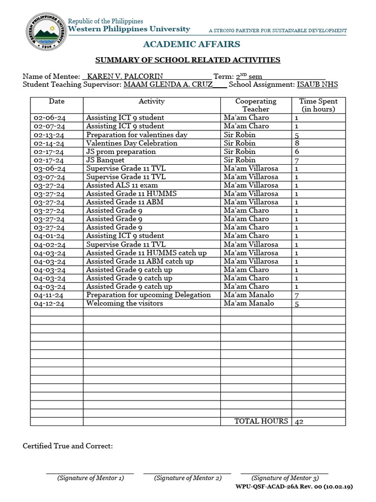 26 Summary of School Related Activities | PDF | Educational Stages ...