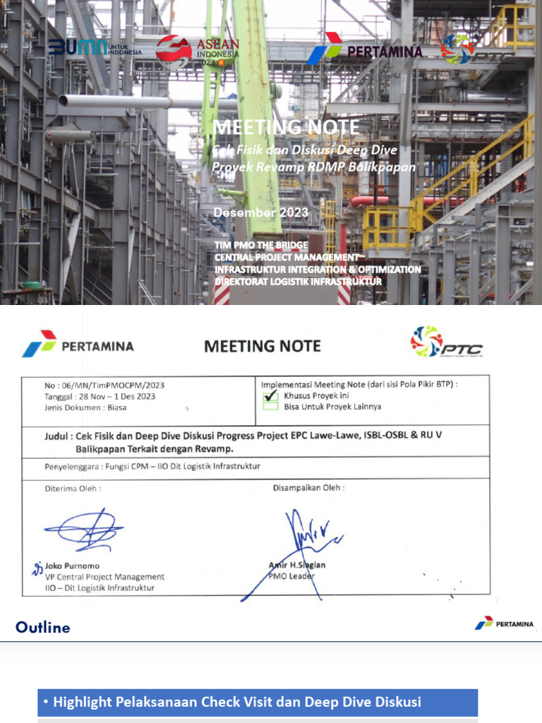 MEETING NOTE Deep Dive Proyek Revamp RDMP BPP - Final Sign-In | PDF | Hydraulics | Chemical ...