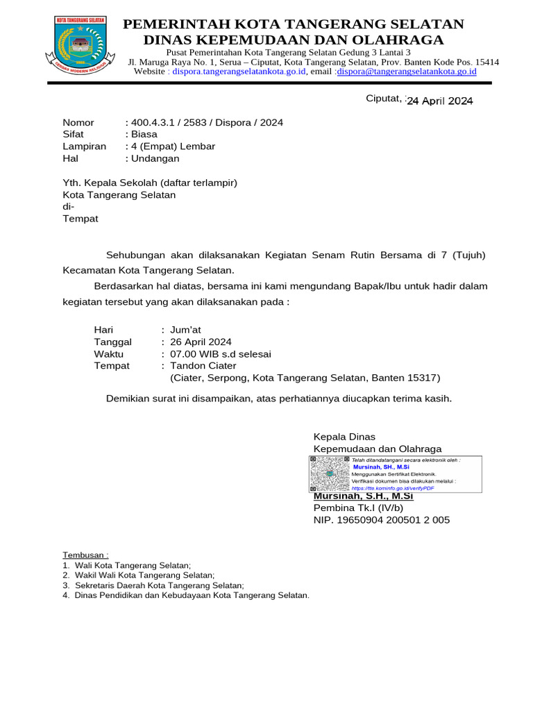 Undangan Senam Bersama SMP Al Madinah | PDF