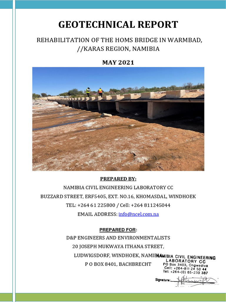 Geotechnical Report - Homs River Bridge Warmbad | PDF | Geotechnical ...