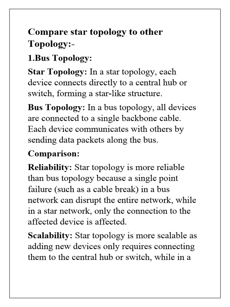 Compare Star Topology To Other Topology | PDF | Network Topology ...