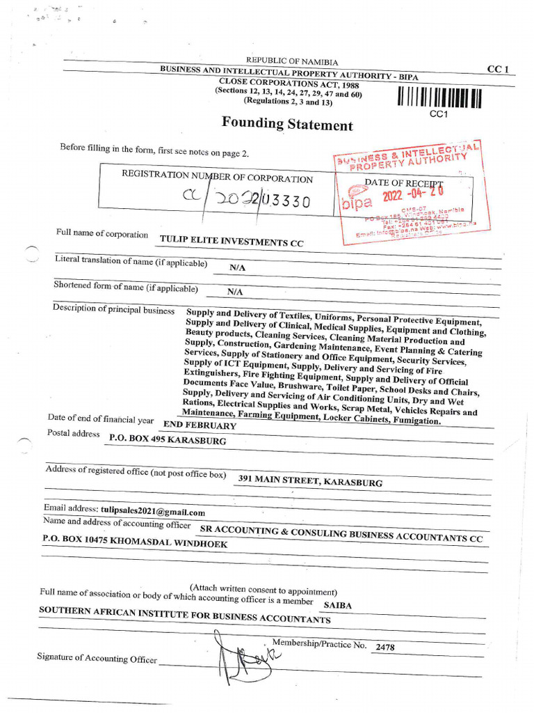 Tulip Founding Statement | PDF