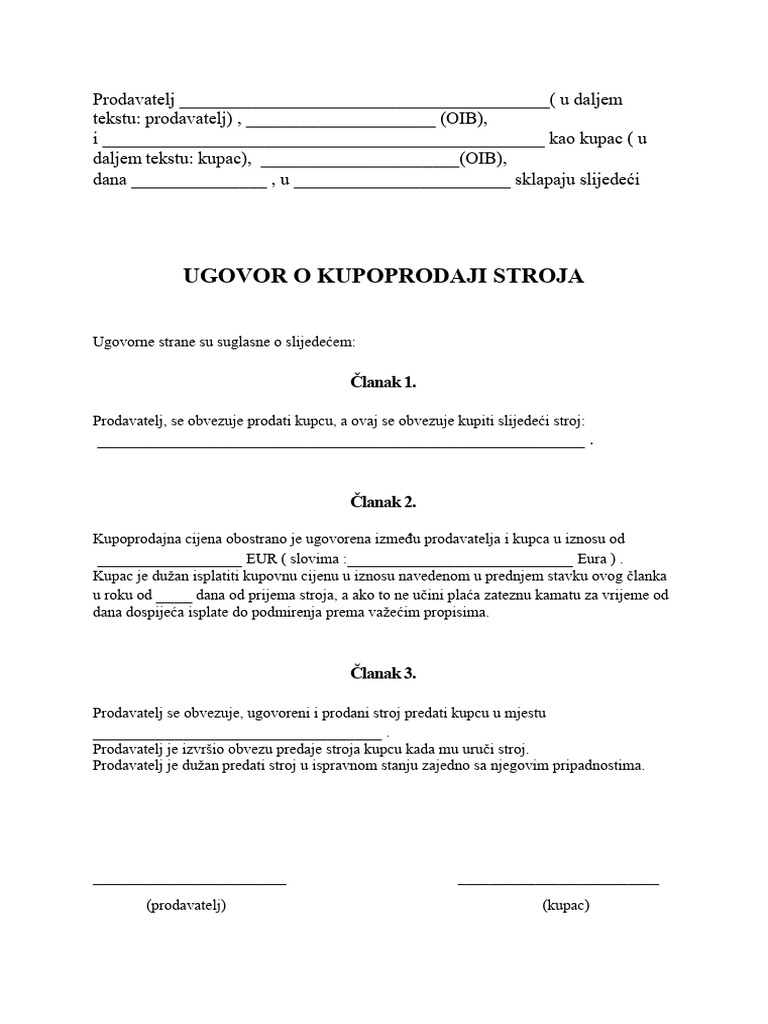 Kupoprodajni Ugovor | PDF