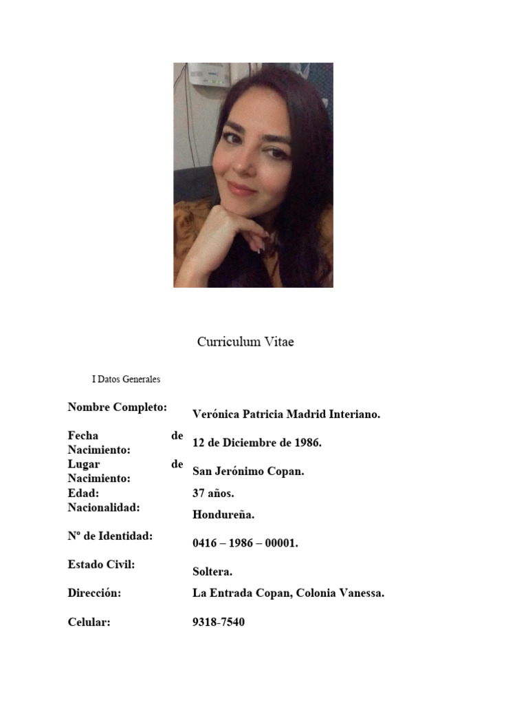 Curriculum Vitae Veronica Madrid | Descargar gratis PDF | Microsoft ...