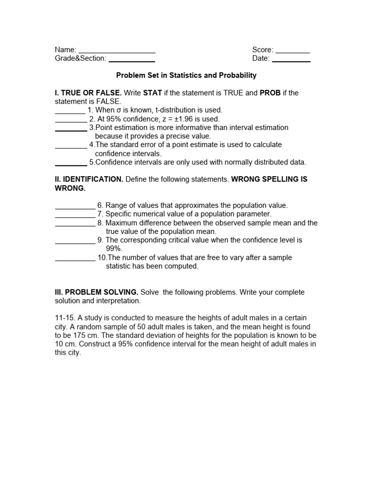 G11 Problem Set | PDF