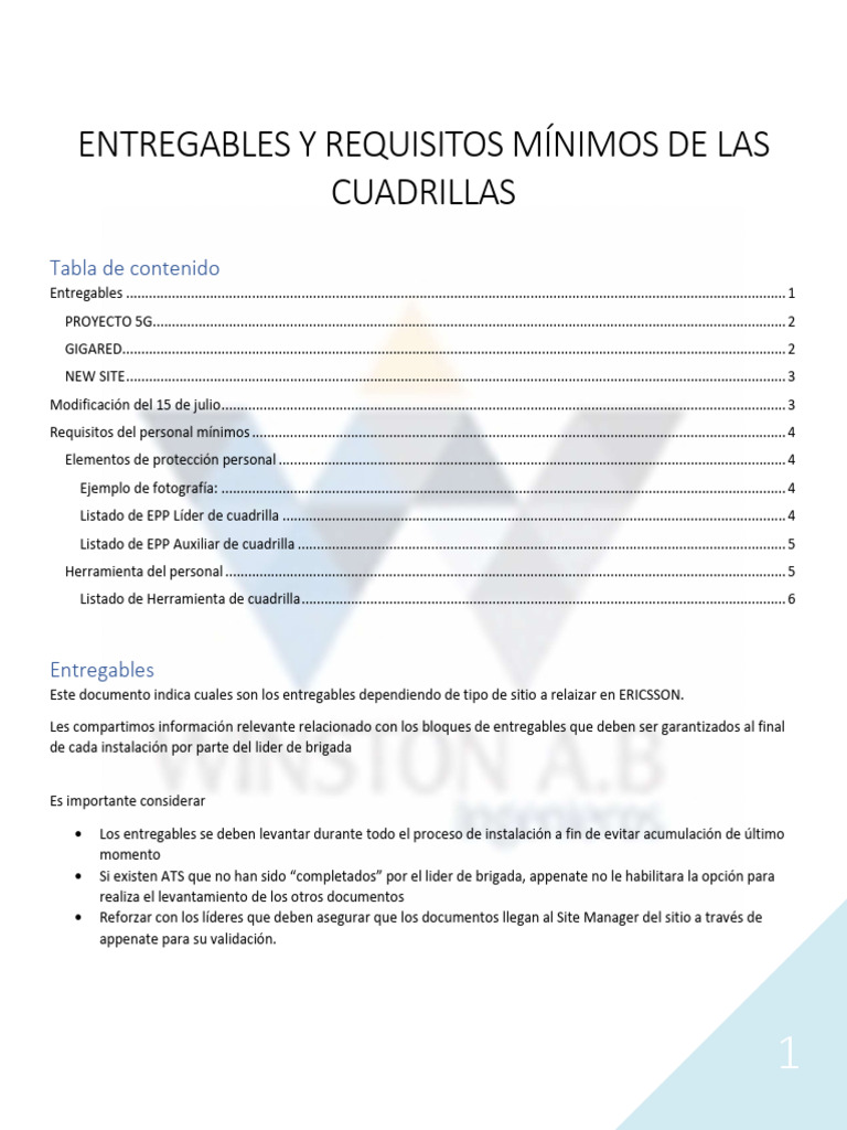 Entregables Ericsson | PDF