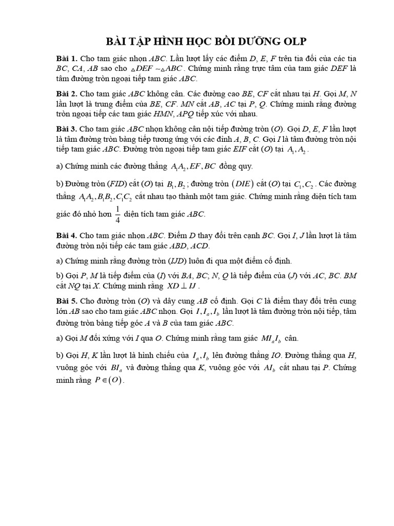 BT HÌNH HỌC BD OLP 23-2 | PDF