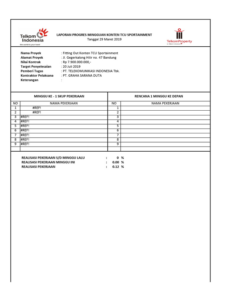 Laporan Progres Minggu Ke-40 (Kebon Sirih 37) | PDF