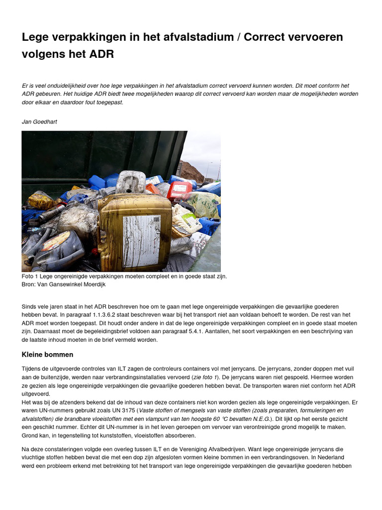 UN3509 Afgedankte Verpakkingen | PDF