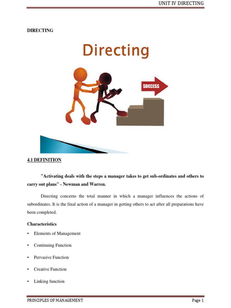 Unit 4 Directing | PDF | Leadership | Motivational