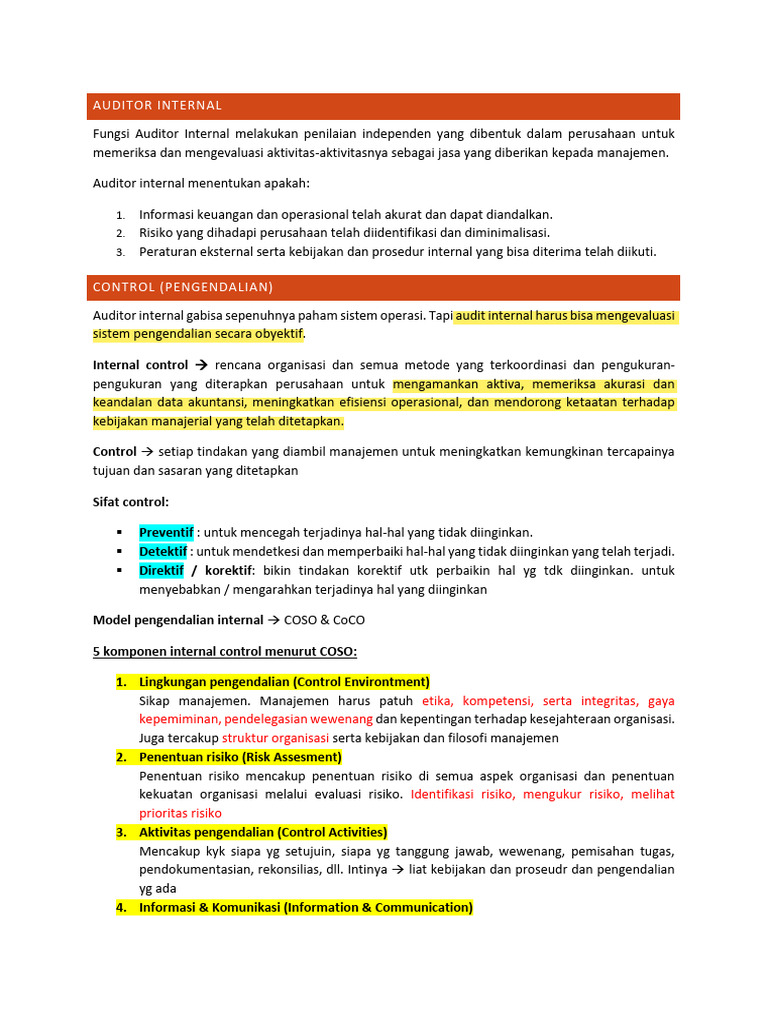 Audit Internal dan Pengendalian Risiko | PDF