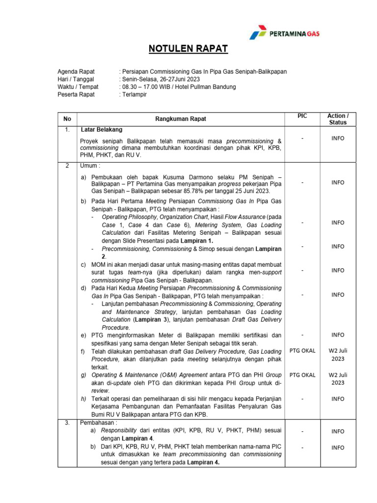 Commissioning Gas Pipeline Senipah-Balikpapan | PDF | Liquefied Natural ...