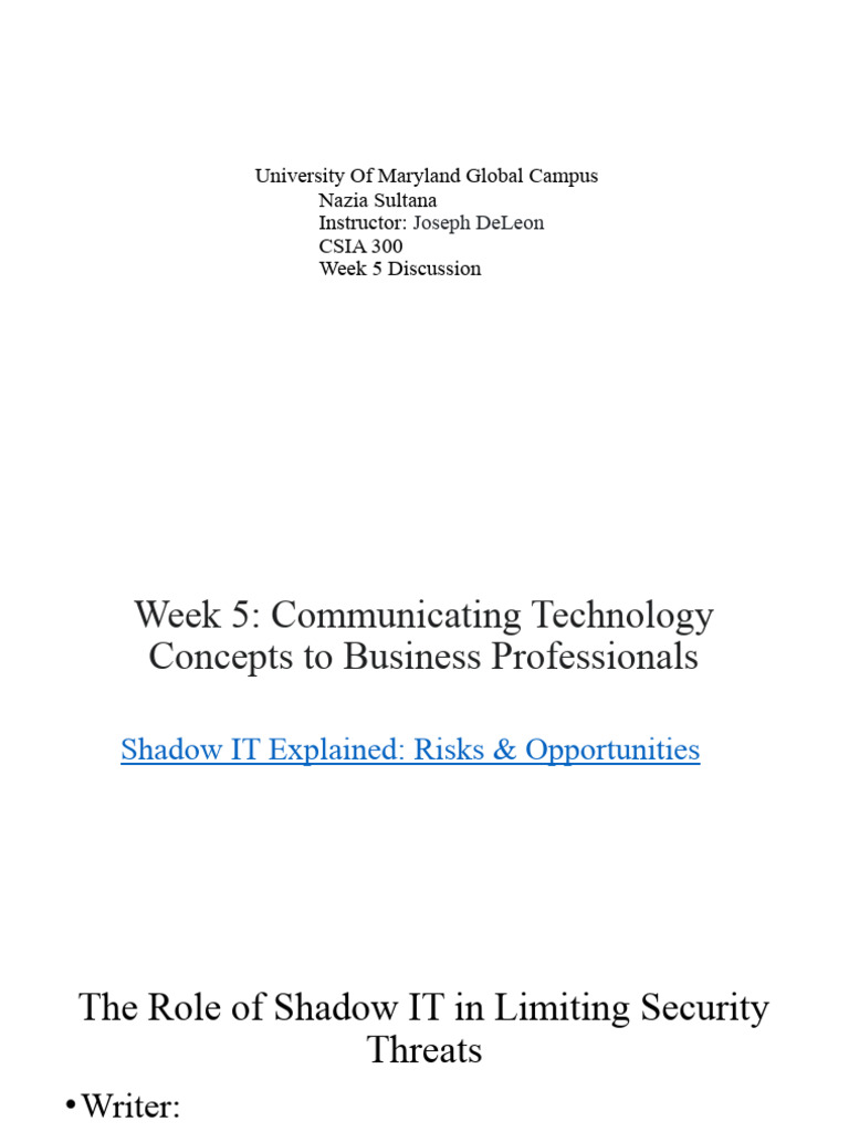 Week 5 Shadow IT Explained - Communicating Technology Concepts To ...
