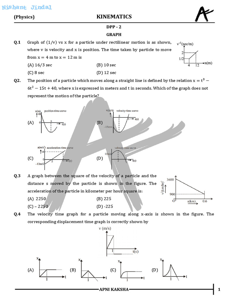 DPP - 02 - Kinematics - Graph NJ - 247 | PDF | Velocity | Acceleration