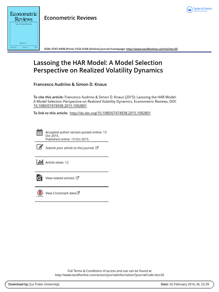 Audrino 2015 | PDF | Volatility (Finance) | Normal Distribution