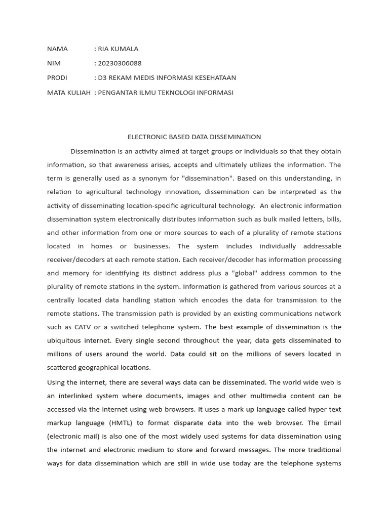 Dissemination They Obtain Information | PDF | Information | Data