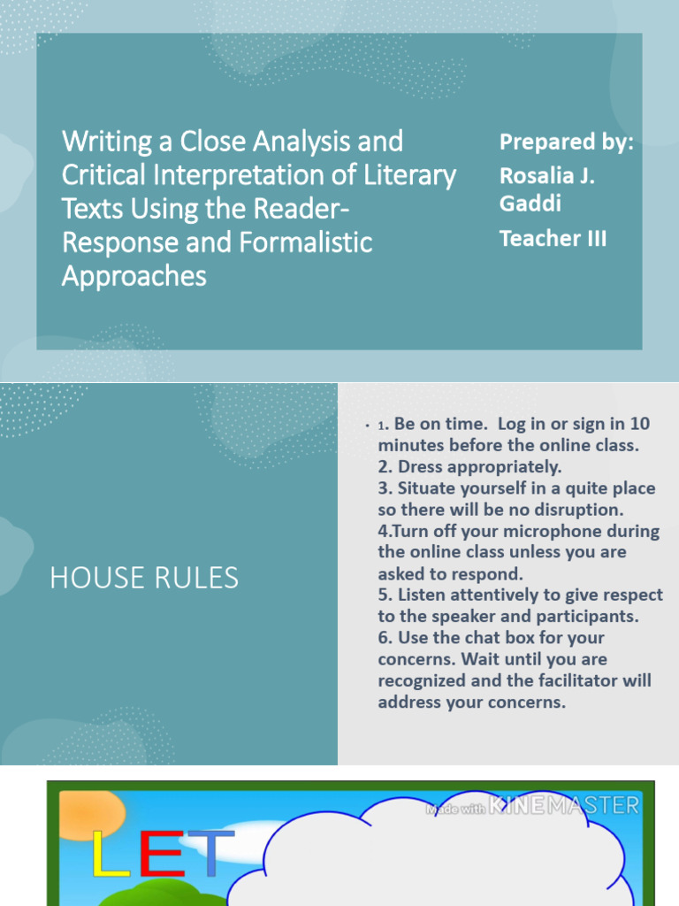 Writing A Close Analysis and Critical Interpretation of Literary Texts ...